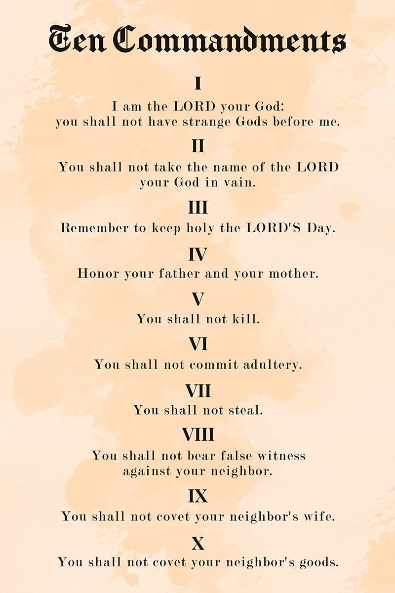 10 Commandments List