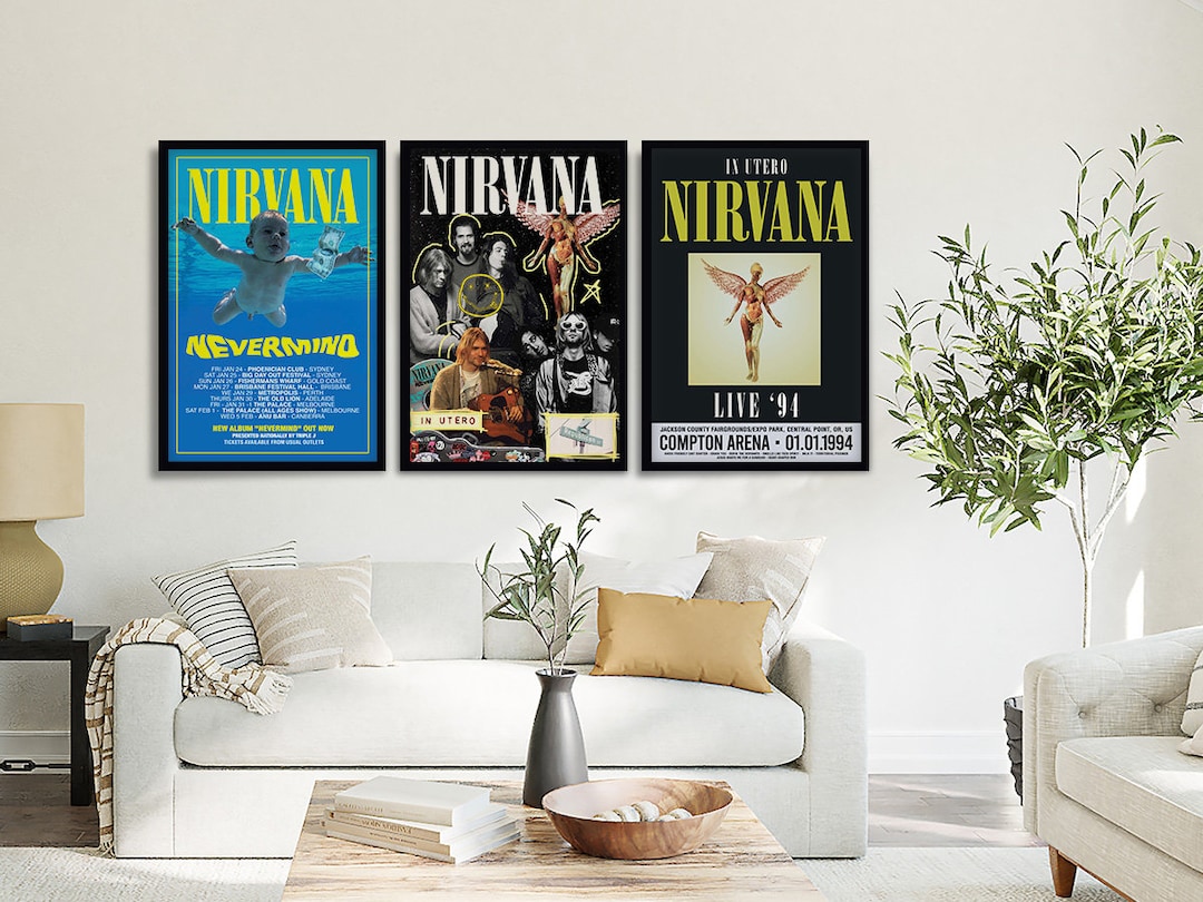 Nirvana Concert Posters Set of 3 Nevermind & in Utero Album - Etsy