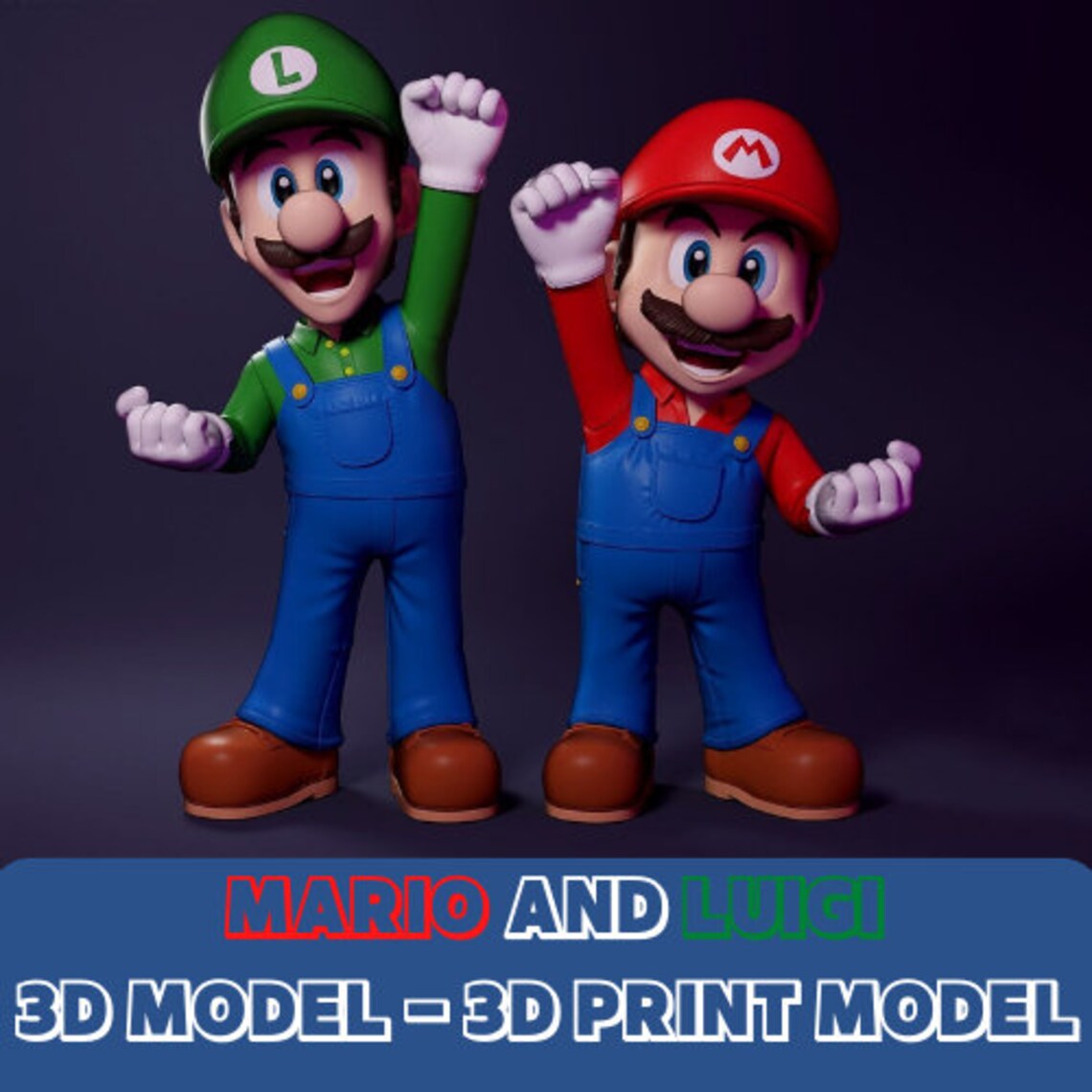 MARIO AND LUIGI 3D Print Model Figurine Model Kit Fan Art Unpainted 3d ...