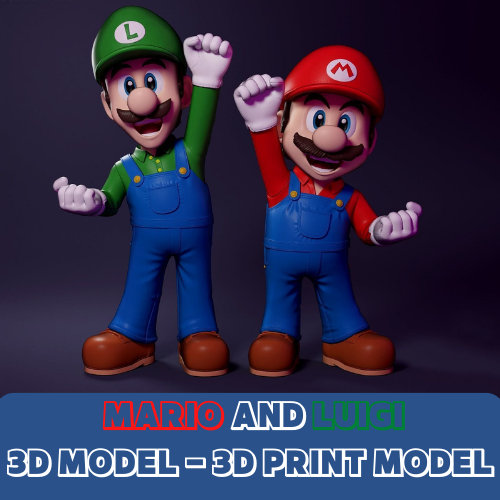 MARIO AND LUIGI 3D Print Model Figurine Model Kit Fan Art Unpainted 3d ...