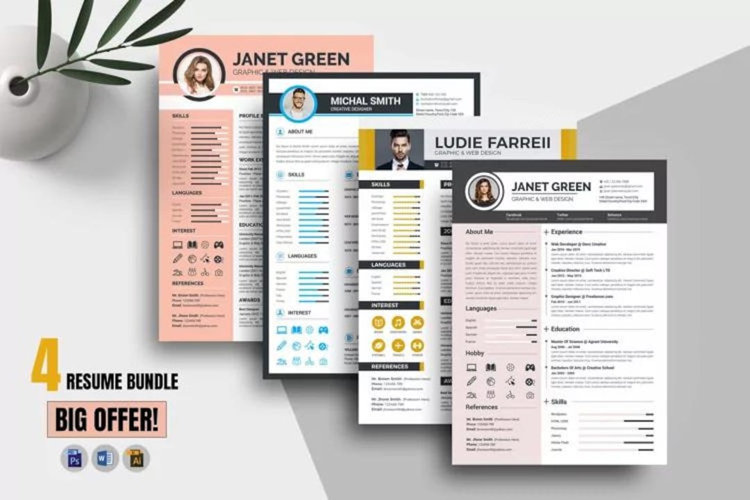 Ensemble de modèles de CV. Modèle de CV professionnel. - Etsy France