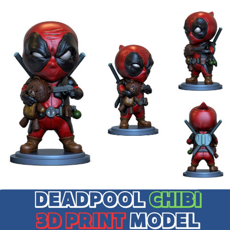 Deadpool Chibi 3D Print STL File Figurine Model Kit Fan Art Unpainted ...