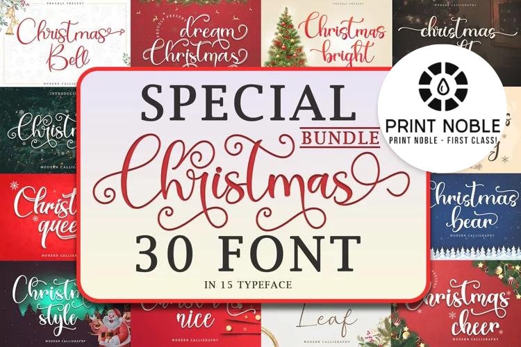 30 Christmas Font Bundle Fonts for Cricut Calligraphy Font Svg ...