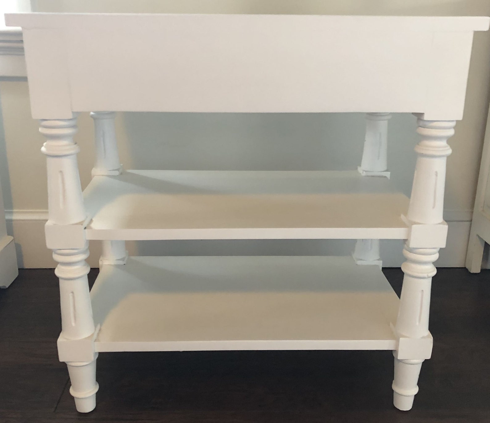 French Country White Side Table Hand-carved Accent End Table With Open ...