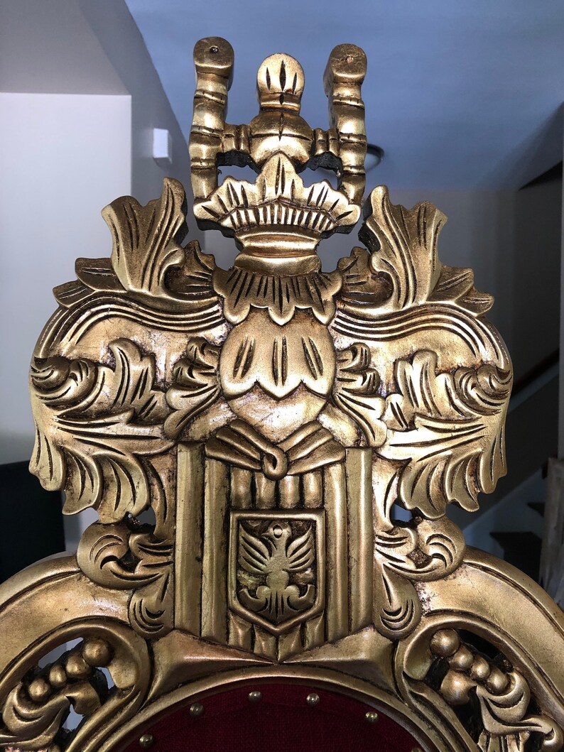 Gothic Medieval Royal Red Upholstered Gold King Queen Royal - Etsy