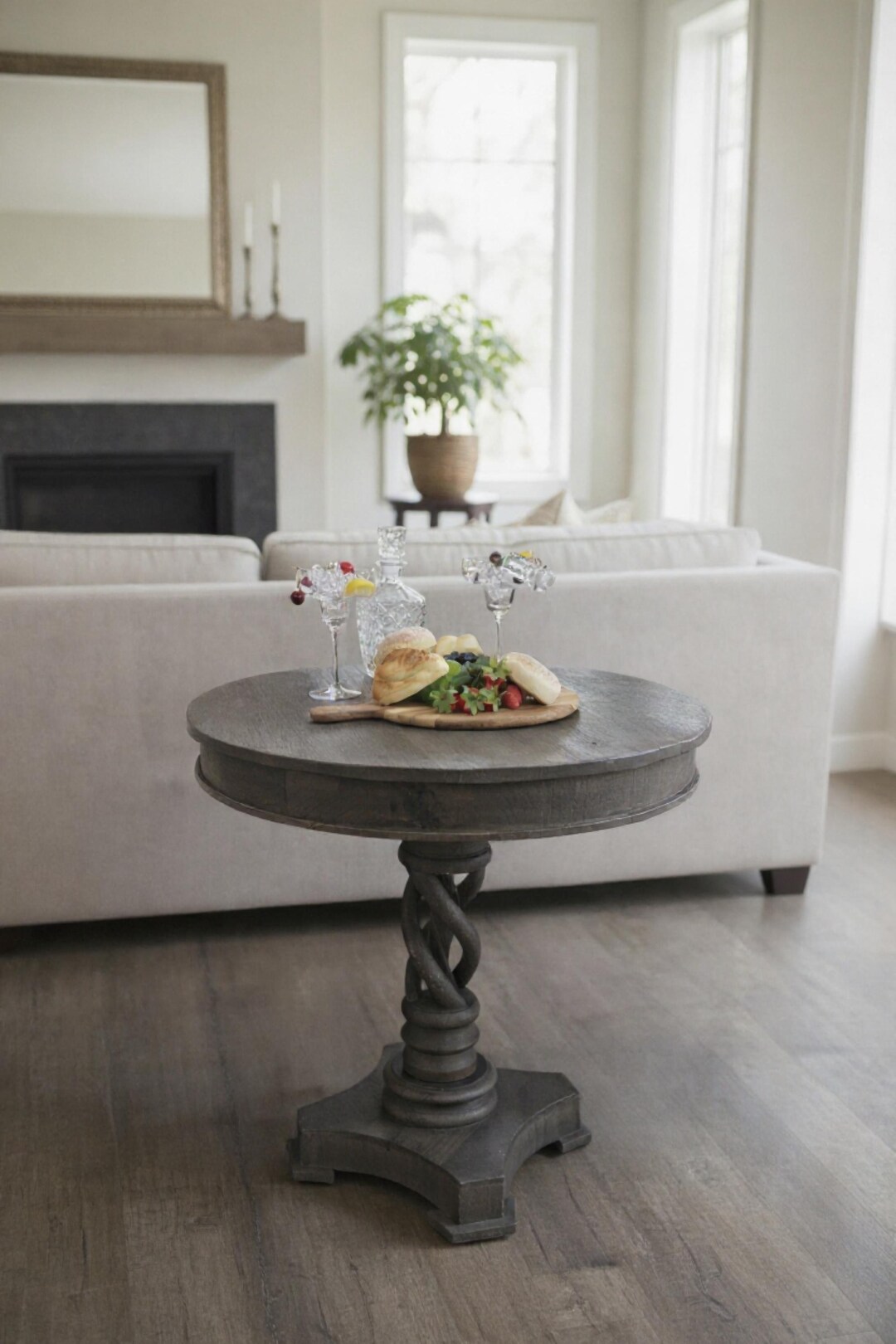 Spiral Base Parlor Table Accent Round County Farmhouse Modern - Etsy