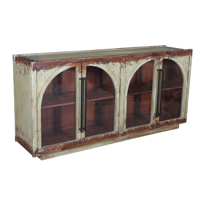 Midcentury Modern Arched Sideboard Buffet Server Credenza Distressed ...