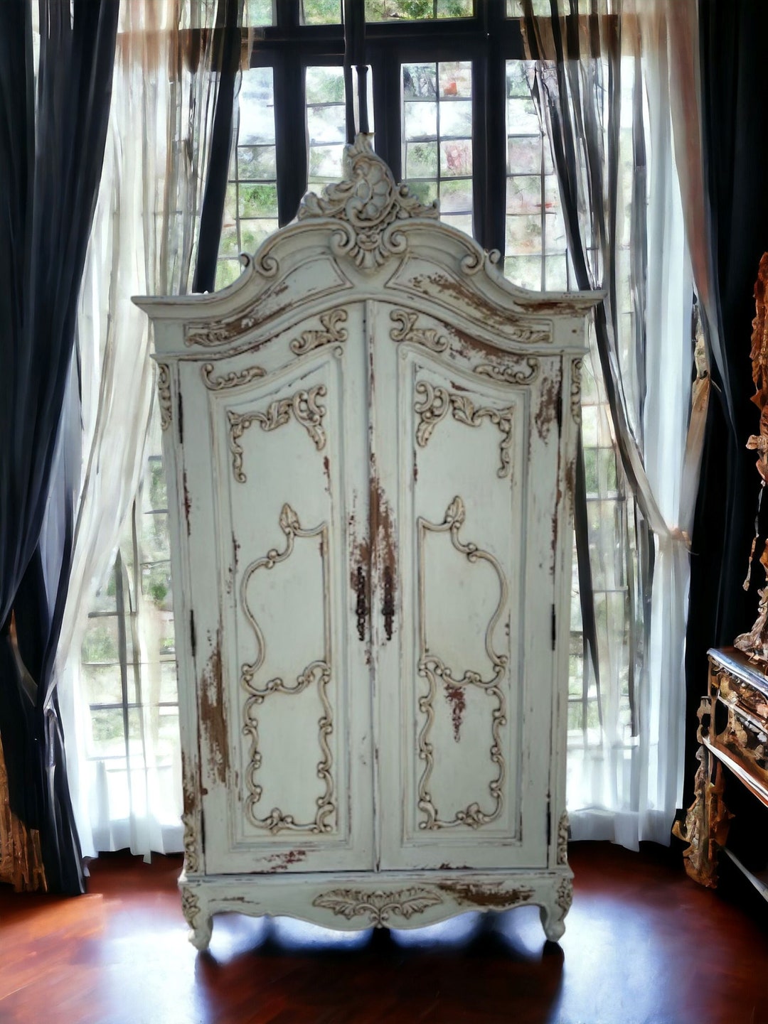 Louie 15th Country French Armoire Old Paris Shabby Chic Bedroom ...