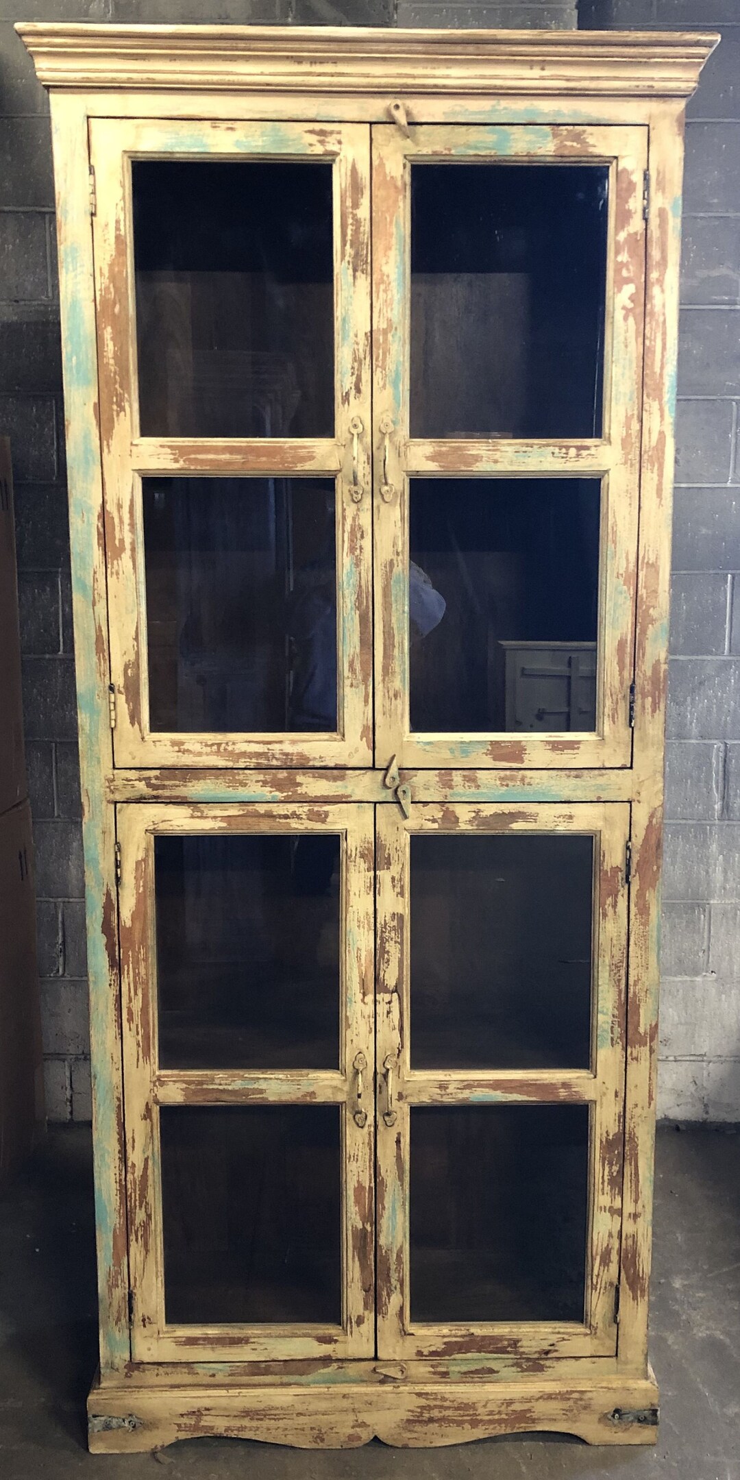 Tall 4 Door Rustic Glass Cabinet - Etsy
