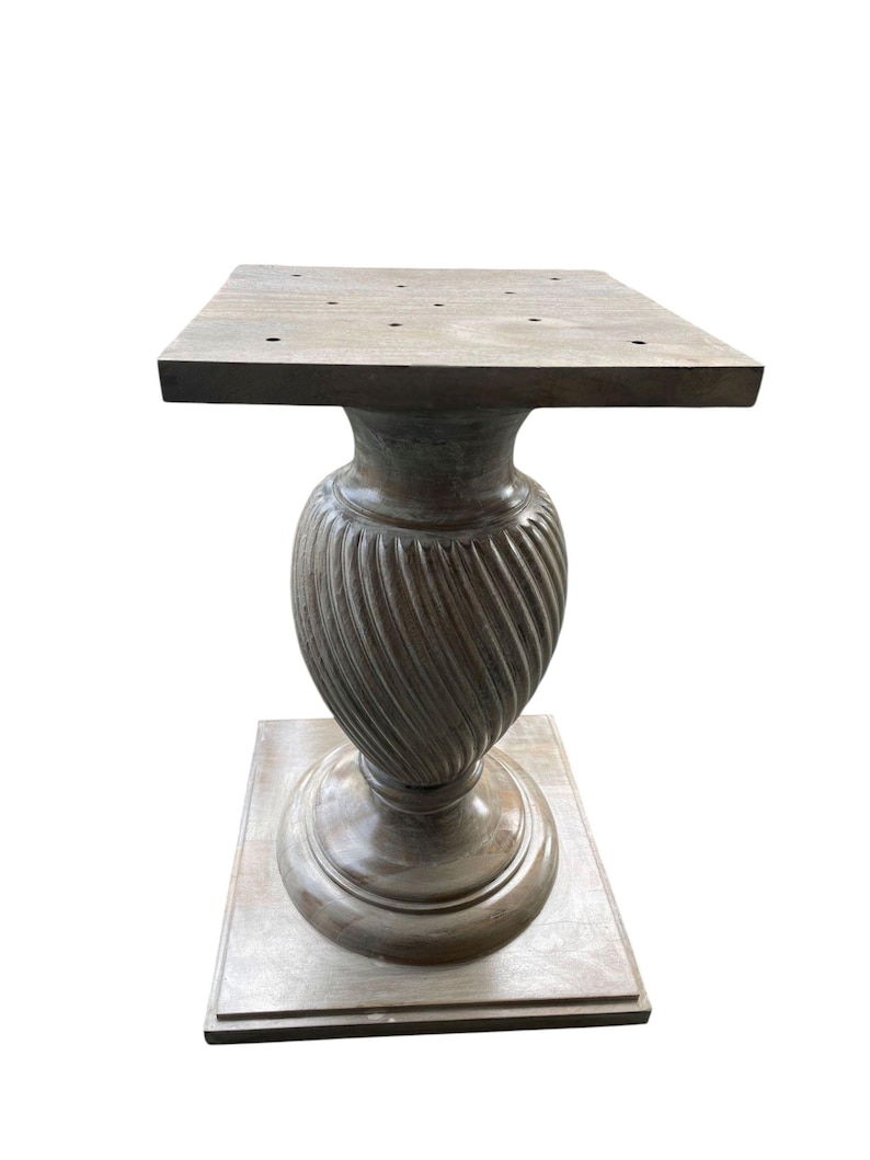 Rustic Round Dining Kitchen Pedestal Base Hand Carved Farmhouse Table ...