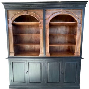 Roman Classic Double Arched Open Shelf Bookcase Library Hutch Solid ...