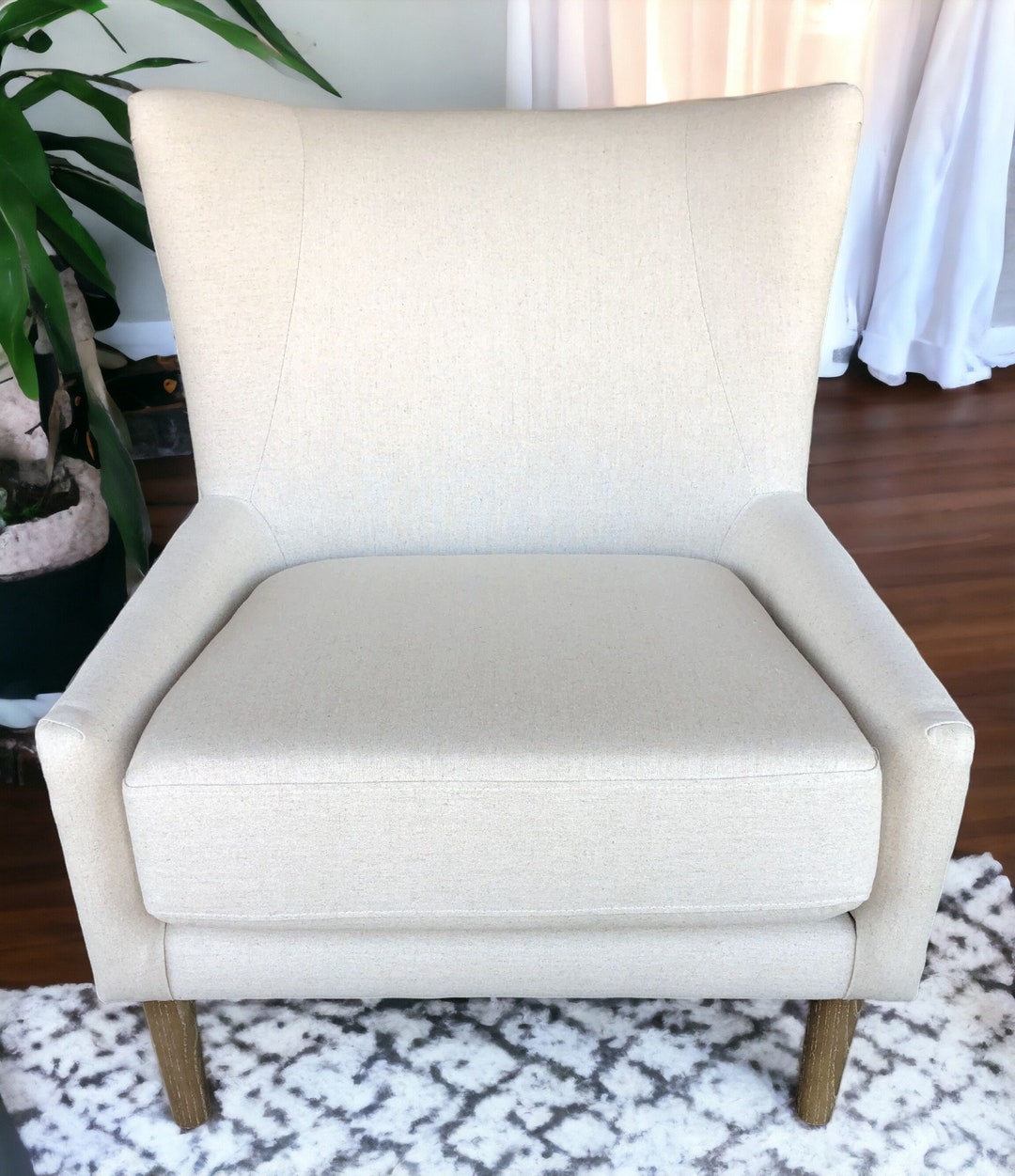 Modern Linen Lounge Chair High Back Office Home Accent Chair Made Wide ...