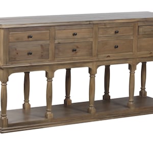 Rustic Farmhouse Open Bottom Shelf Console Table Sideboard Storage 8 ...