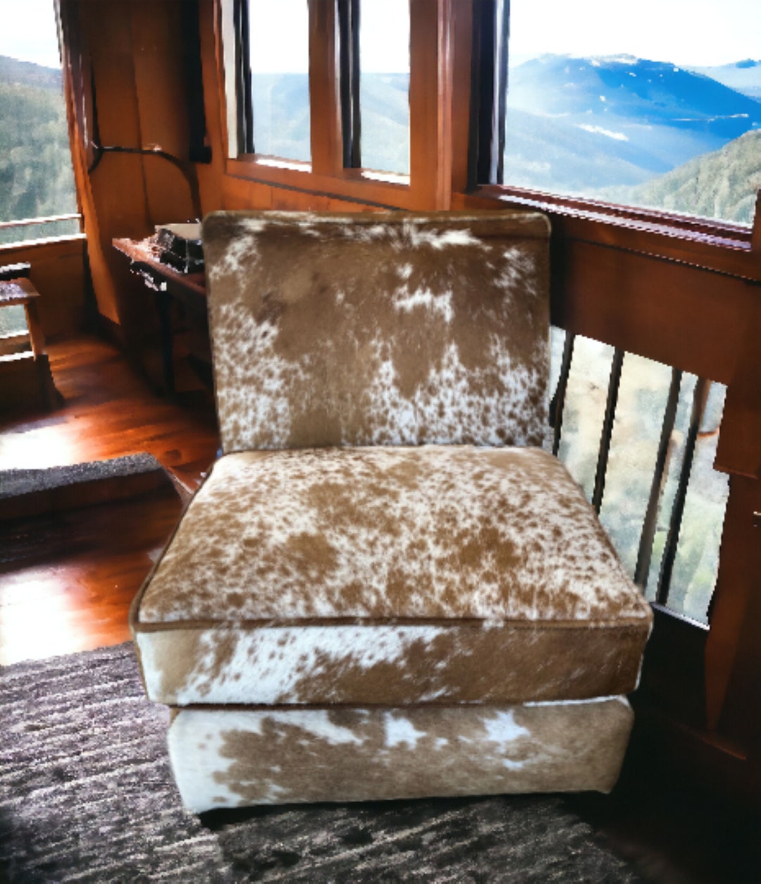 Genuine Cowhide Oversized Accent Lounge Chair Southwestern High Back - Etsy