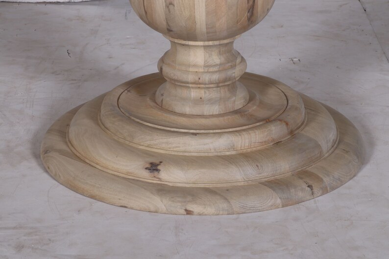 Coastal Round Dining Kitchen Table Modern Farmhouse Pedestal Base ...