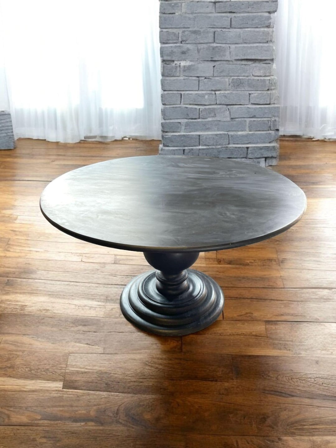 Florence Round Pedestal Base Kitchen Dining Table Coastal Modern Solid ...