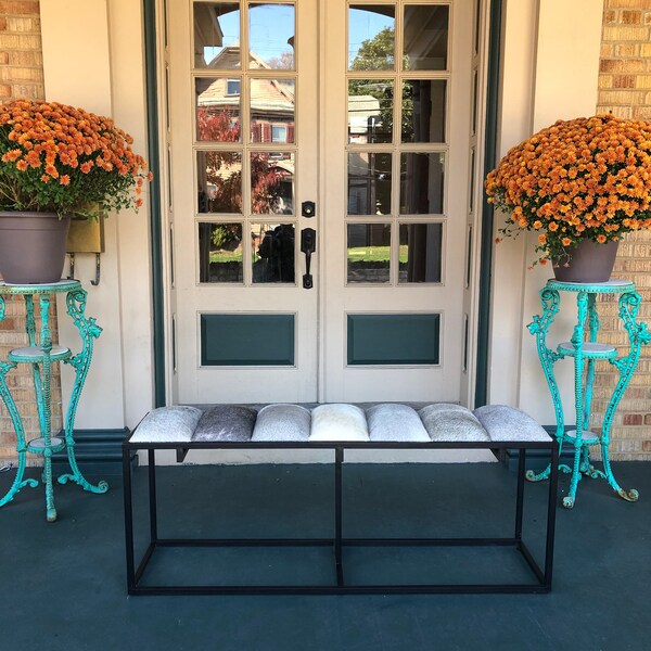 Cowhide Bench - Etsy