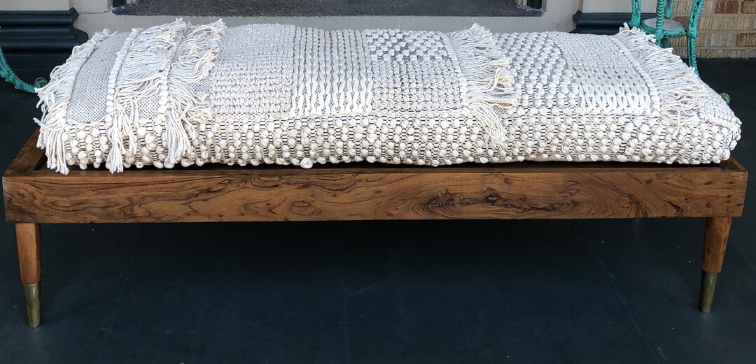 Coastal Boho Thick Loopy Cushion Entryway End of Bed Window Dining ...