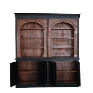 Roman Classic Double Arched Open Shelf Bookcase Library Hutch Solid ...