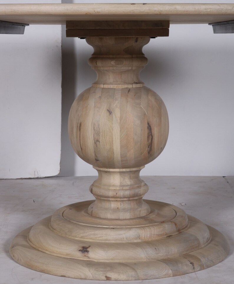 Coastal Round Dining Kitchen Table Modern Farmhouse Pedestal Base ...