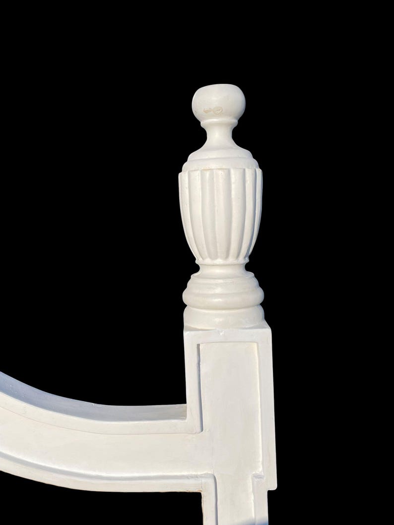 Double Cane Headboard Shabby Chic White French Country Hand Carved KING ...