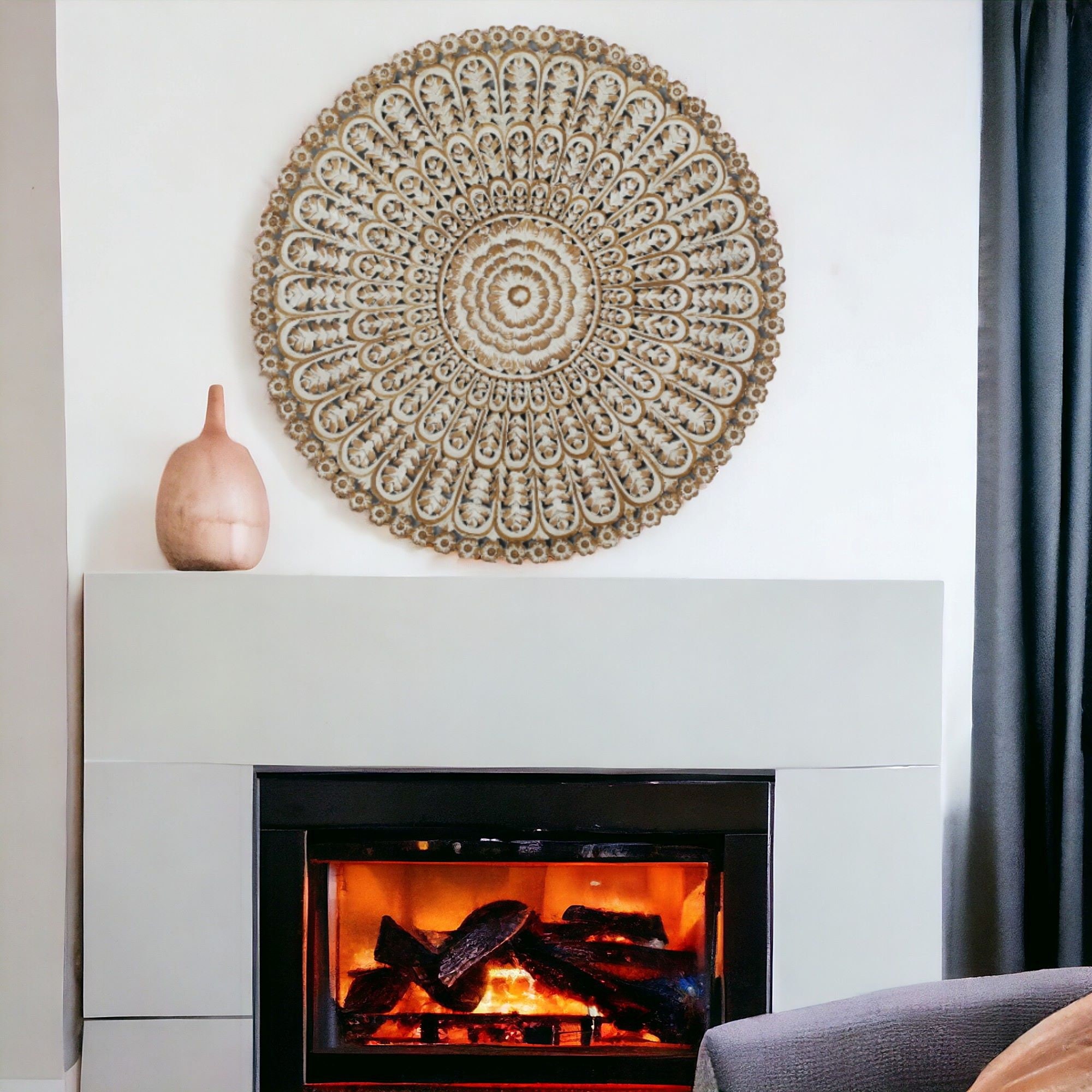 Large Wooden Round Wall Hanging Decor Wall Art Architectural - Etsy