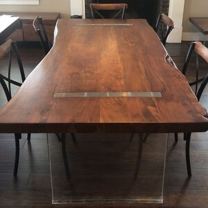 Live Edge Floating Kitchen Dining Table Modern Rectangle Solid Wood ...