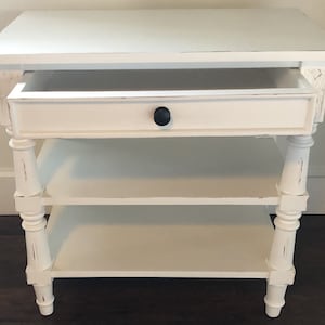 French Country White Side Table Hand-carved Floral Accent End Table ...