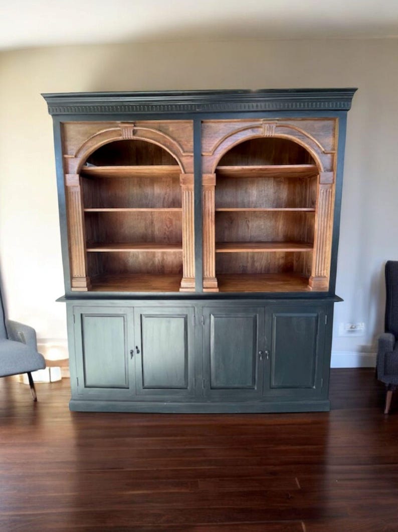 Roman Classic Double Arched Open Shelf Bookcase Library Hutch Solid ...