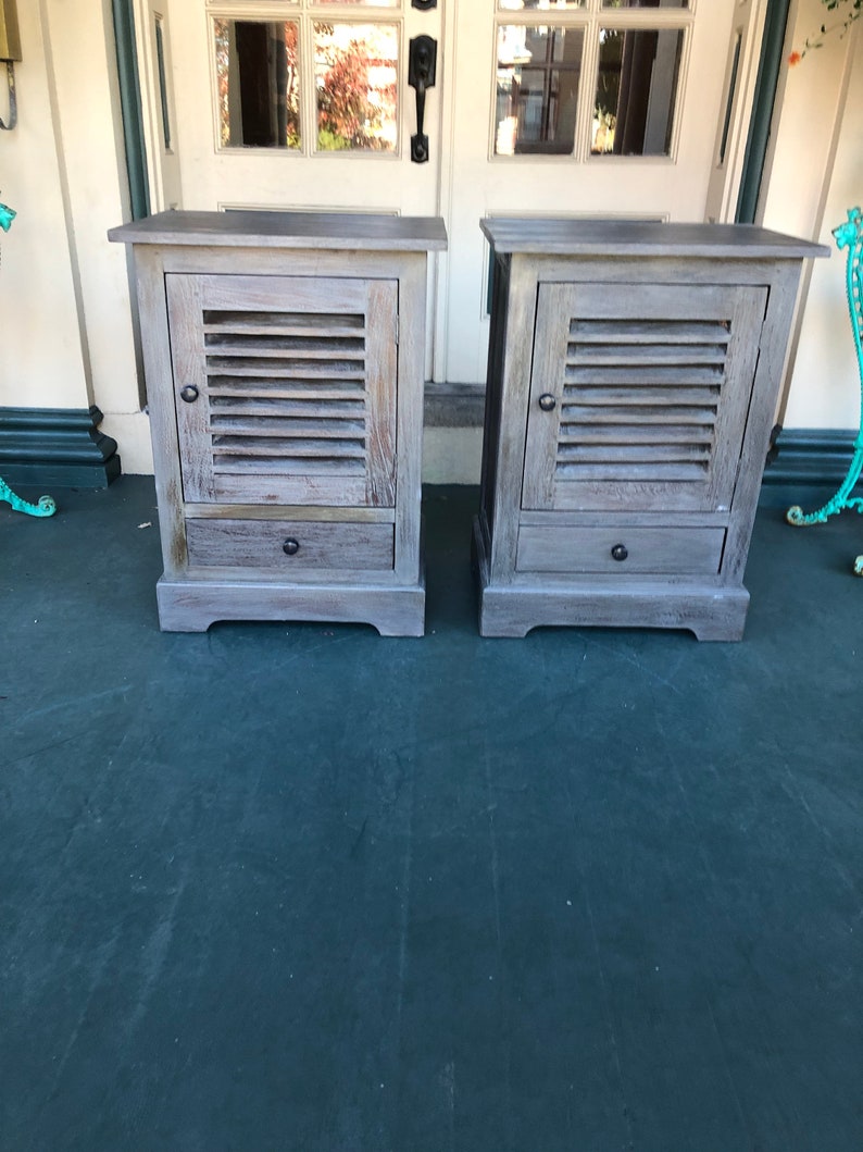 Shutter End Tables With Drawer and Shelving - Etsy