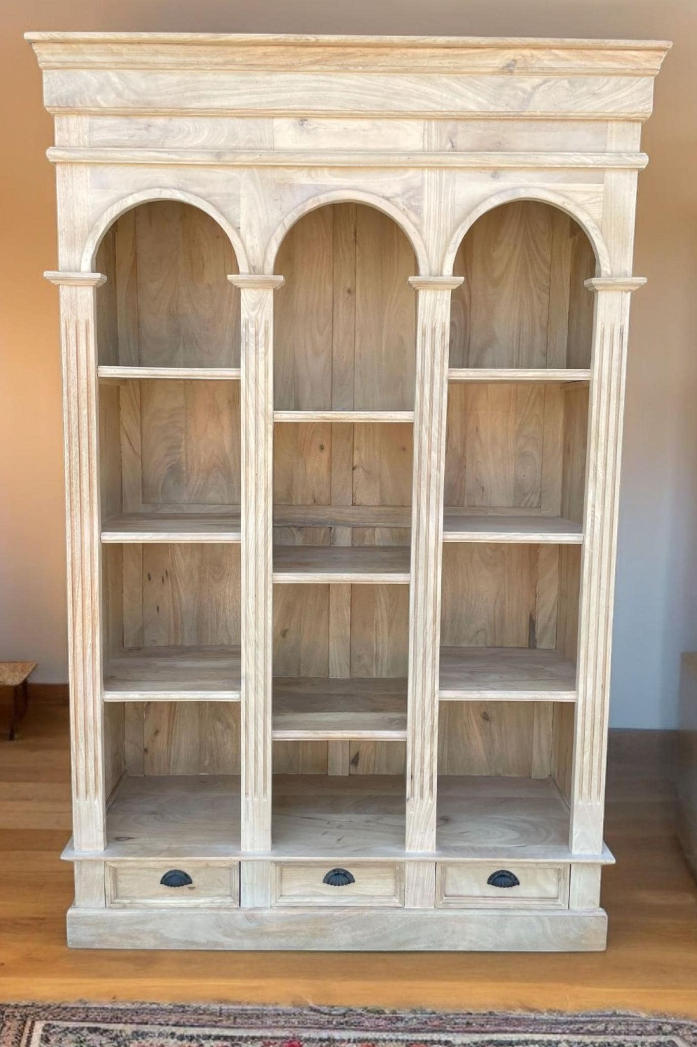 Hand Carved Solid Wood Bookcase Roman Arch French Country Cabinet - Etsy