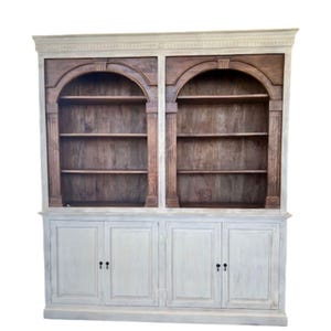 Double Roman Library Arched Open Shelf Bookcase 2 Peice Hutch Kitchen ...