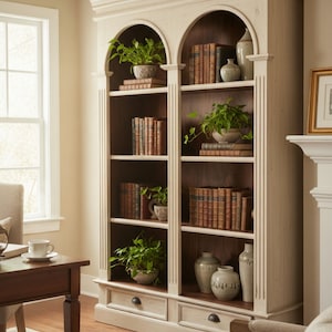 Modern Roman Arched Bookcase Contemporary Modern Greek Classical Formal ...
