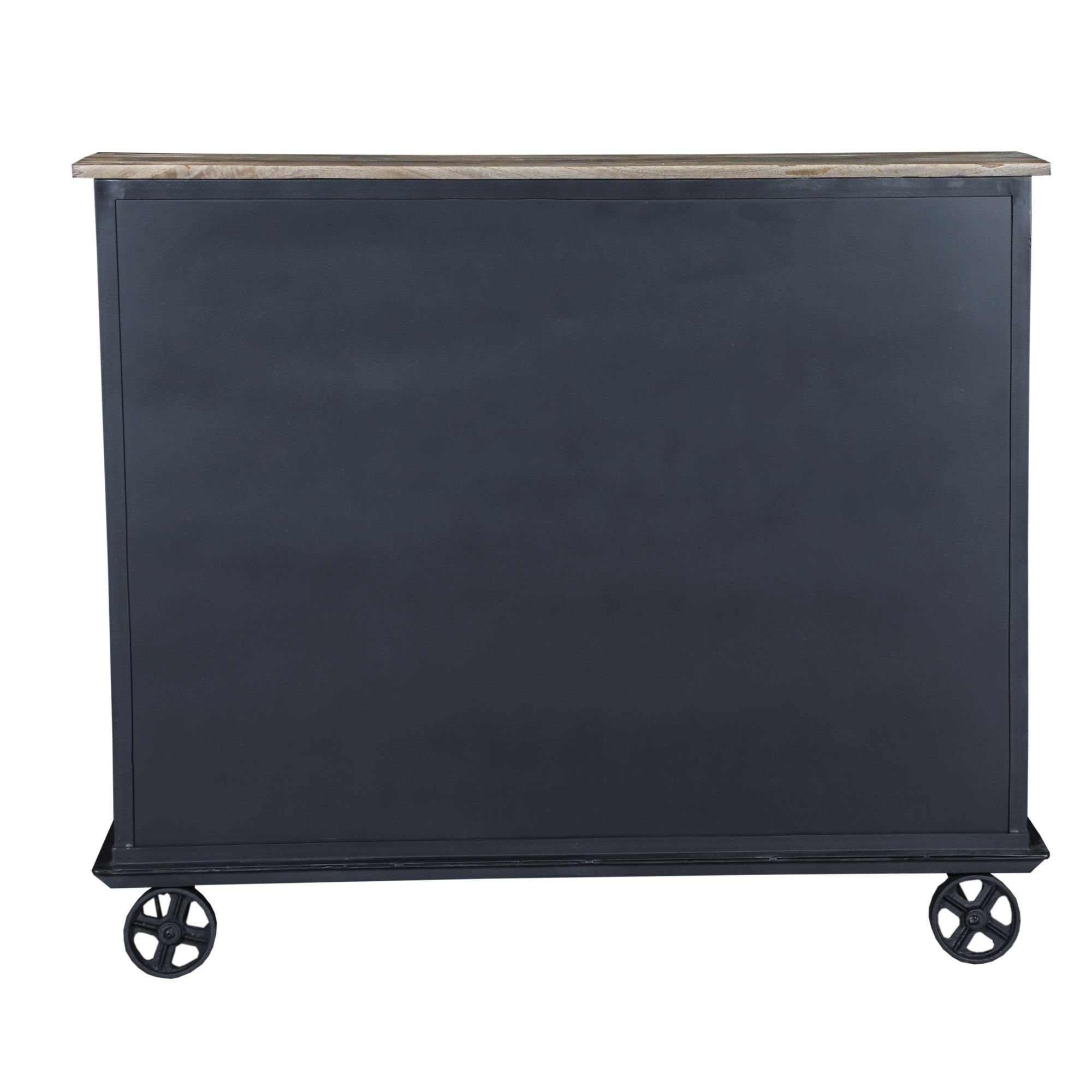 Industrial Wooden Bar Counter on Wheels Midcentury Wine Holders 2 ...