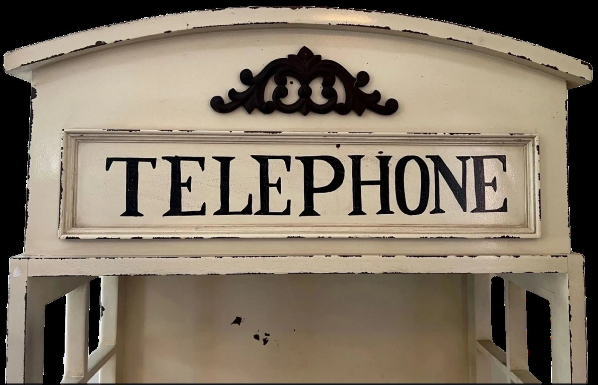 Distressed White Novelty Telephone Phone Booth Open Shelf Bookcase ...