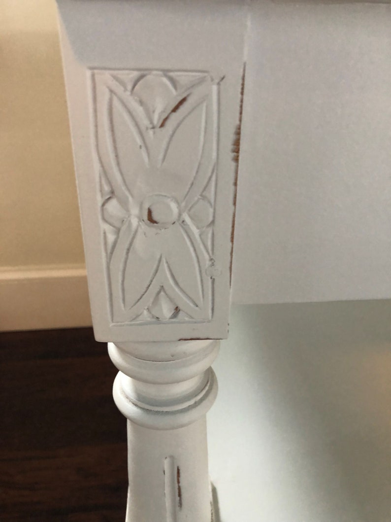 French Country White Side Table Hand-carved Accent End Table With Open ...