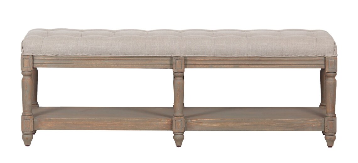 Tufted Jayson Bench With Bottom Shelf Entryway Bed Side Dining Bench - Etsy