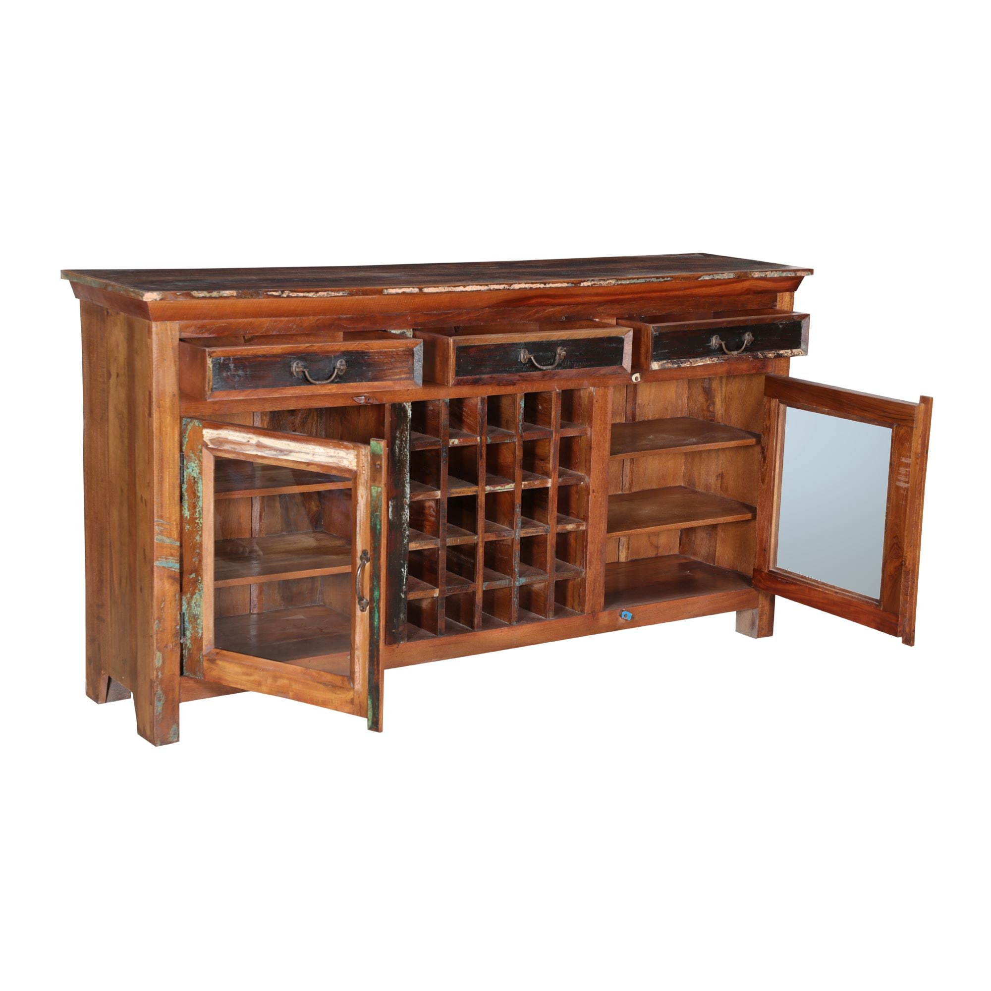 Distressed Rustic Wine Rack Credenza Buffet Server Sideboard Media ...