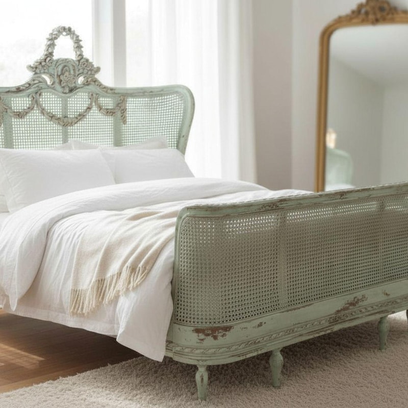 French Caned Queen Bed - Etsy