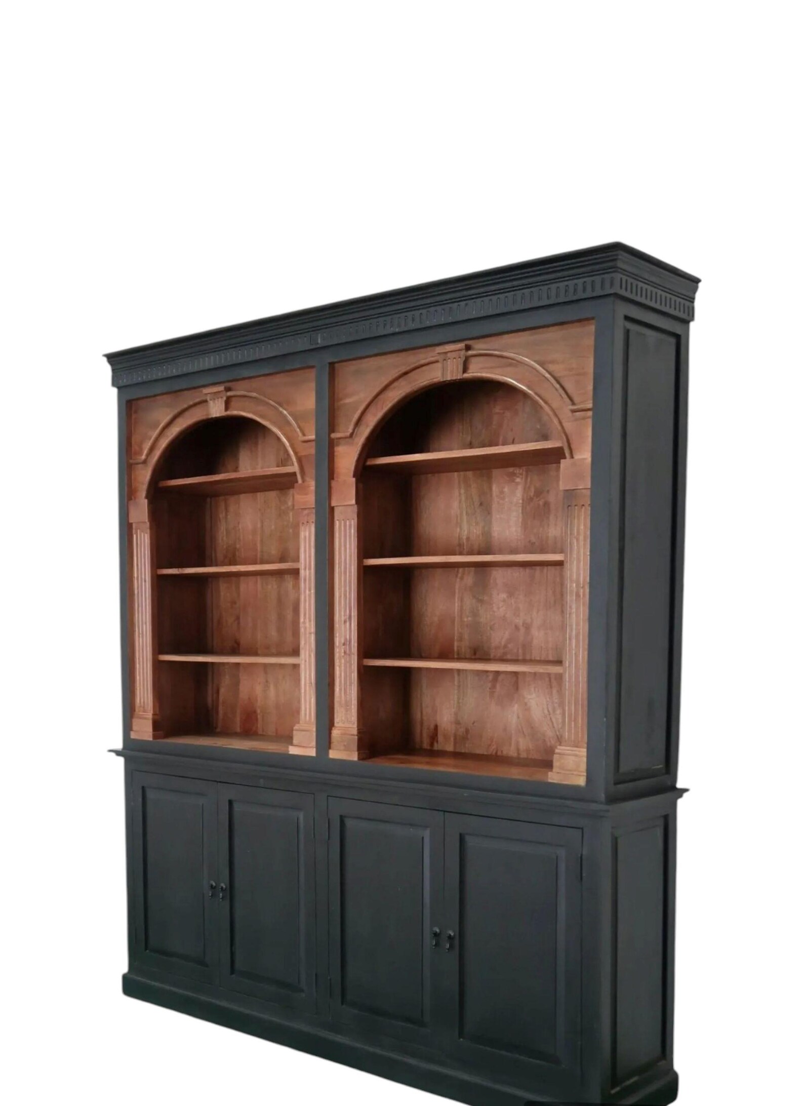 Roman Classic Double Arched Open Shelf Bookcase Library Hutch Solid ...