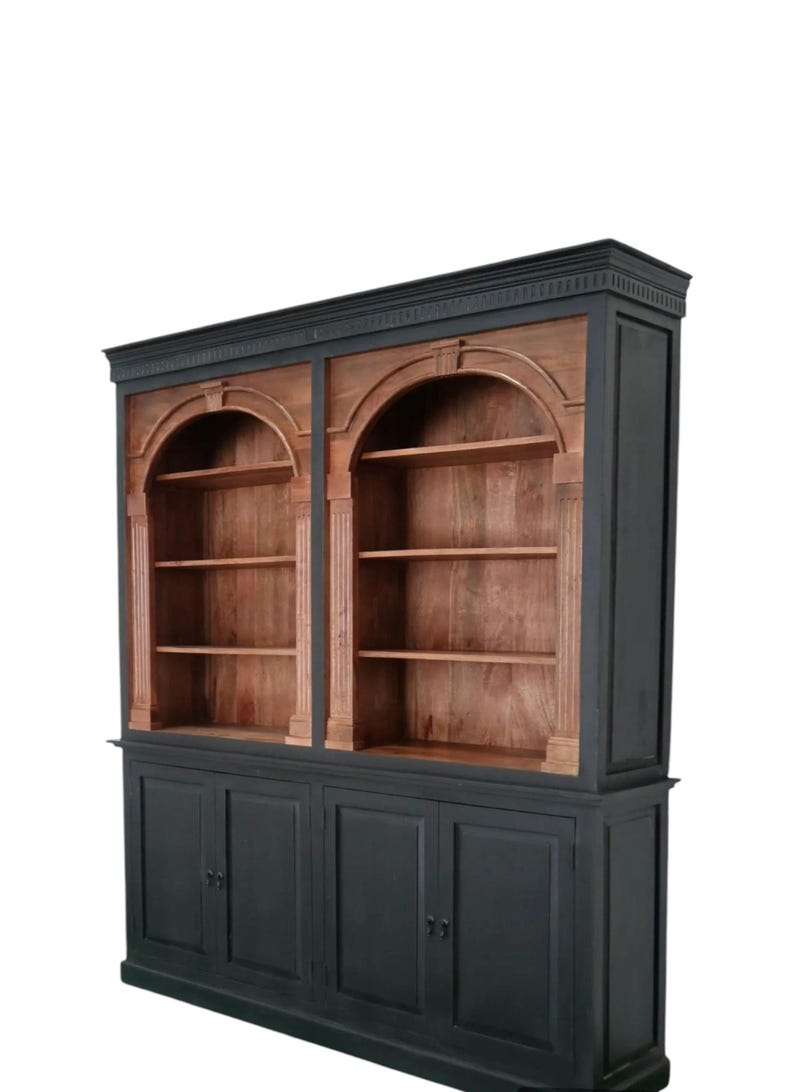Roman Classic Double Arched Open Shelf Bookcase Library Hutch Solid ...