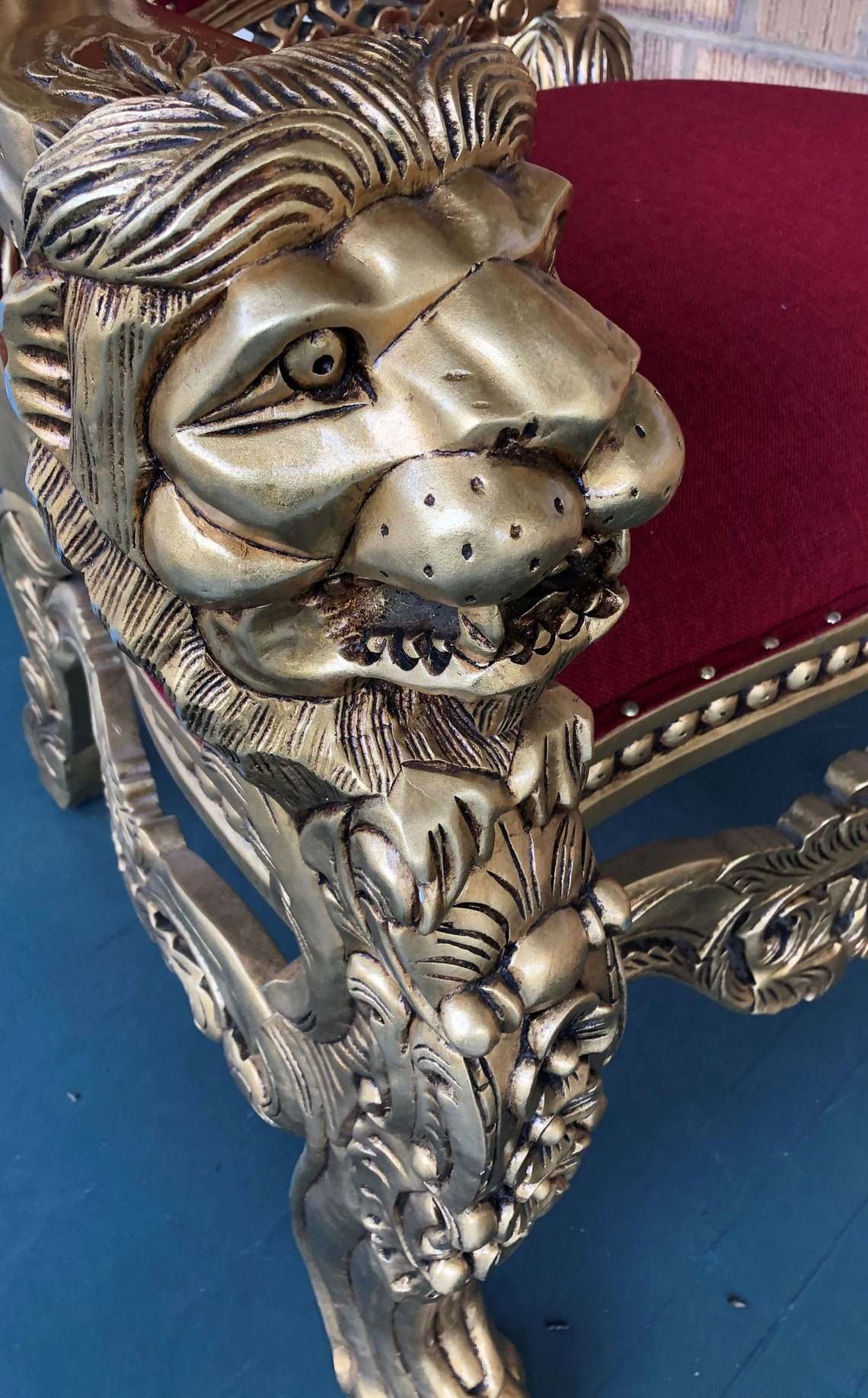 Gothic Medieval Royal Red Upholstered Gold King Queen Royal - Etsy