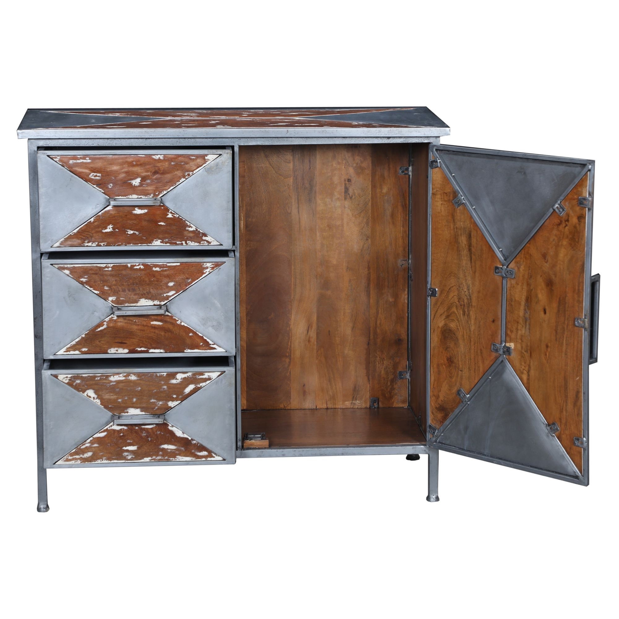 Industrial Midcentury Modern Linen Kitchen Storage Gothic Cabinet 3 ...