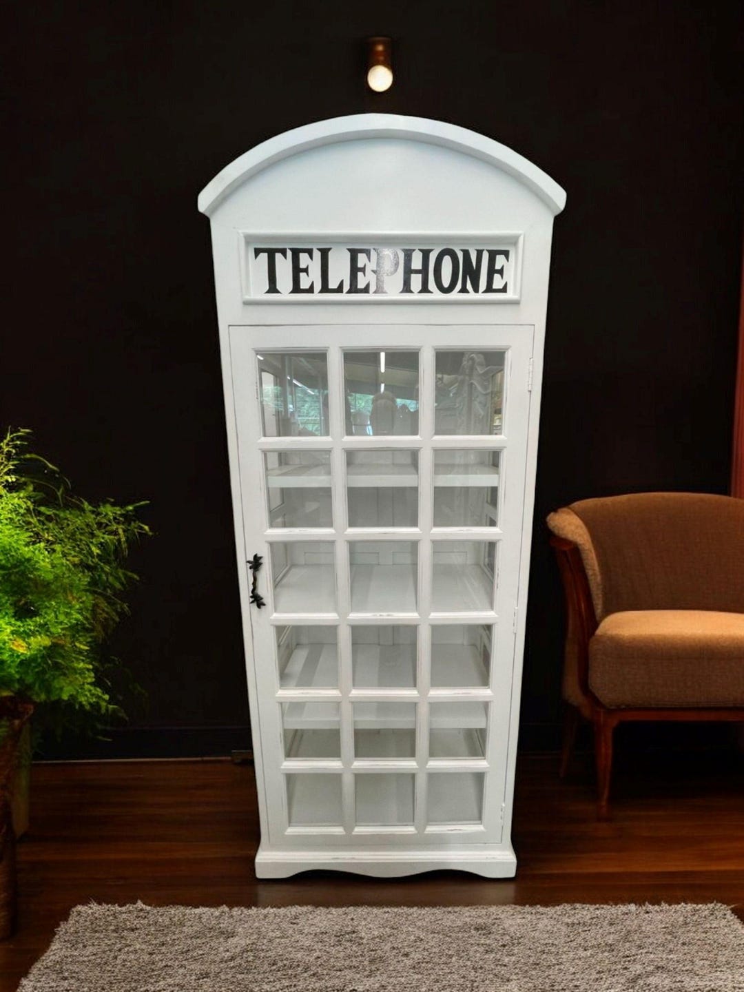 Shabby Chic White Glass Telephone Booth Cabinet: Unique Display ...