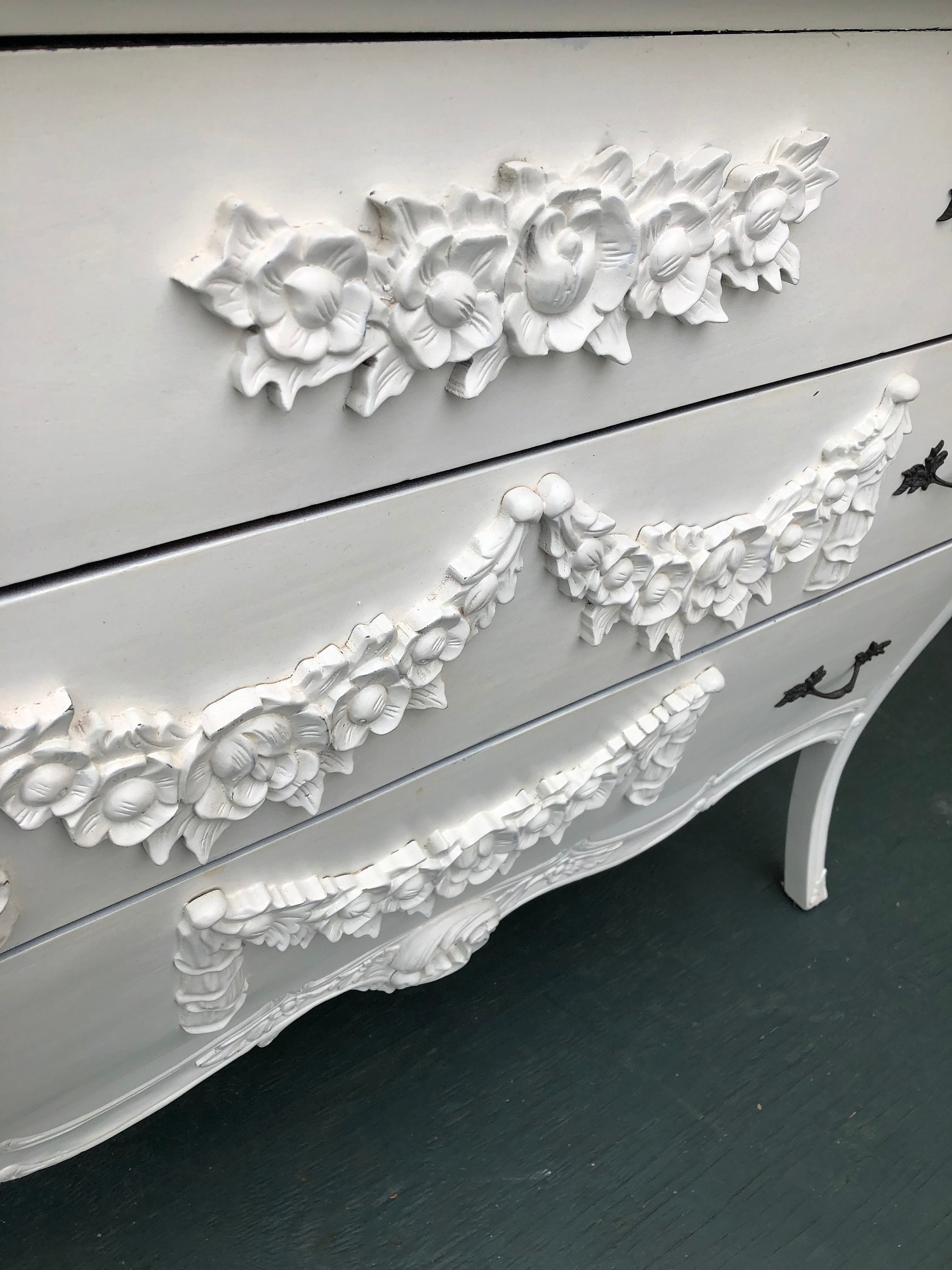 3 Drawer White Bombay Dresser Chest Floral Shabby Chic - Etsy