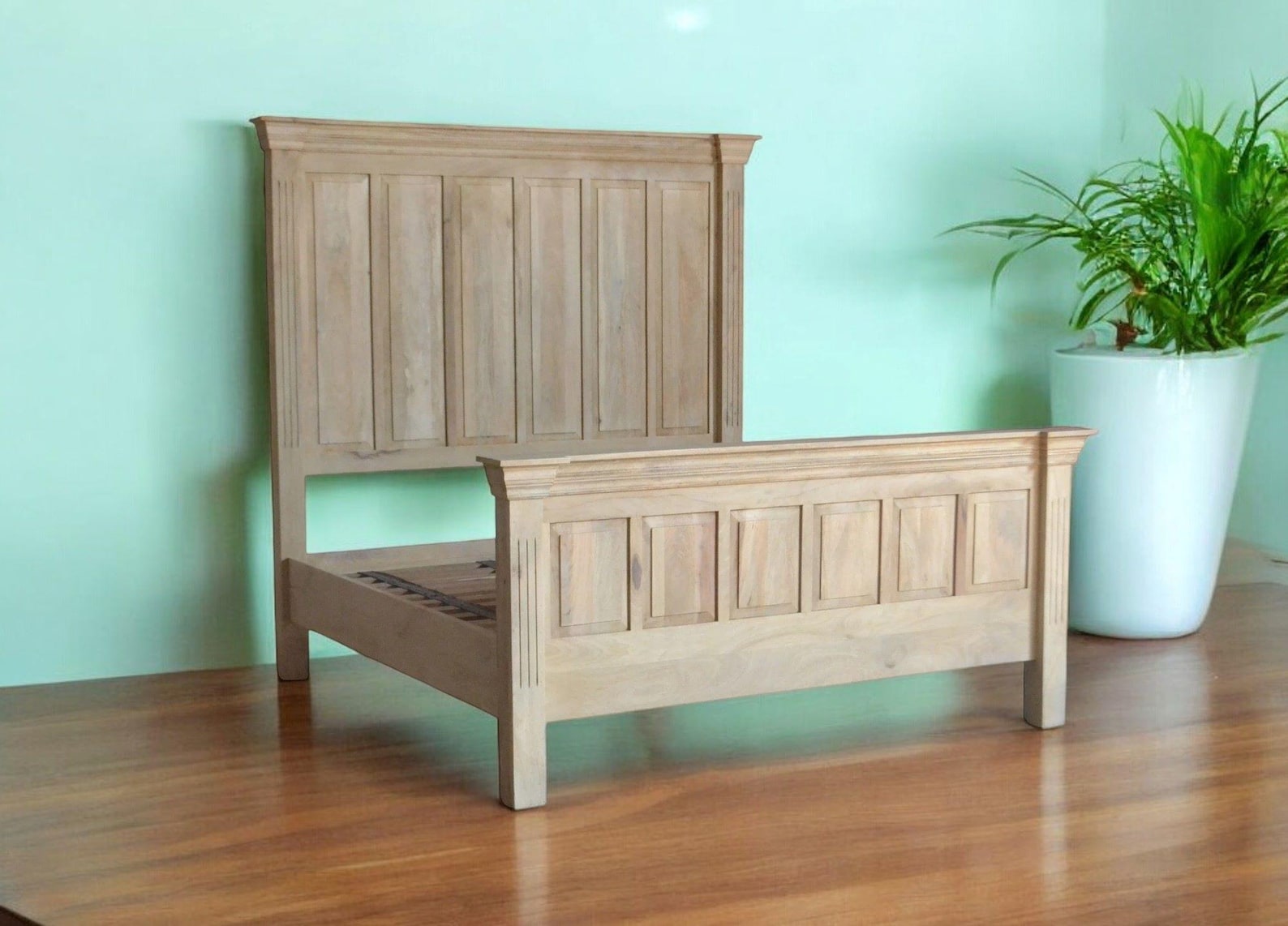 Modern KING Shaker Style Headboard Footboard Rails Slatts Complete Bed ...