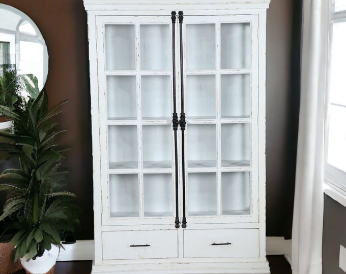 Tall, Distressed Display Cabinet - Etsy