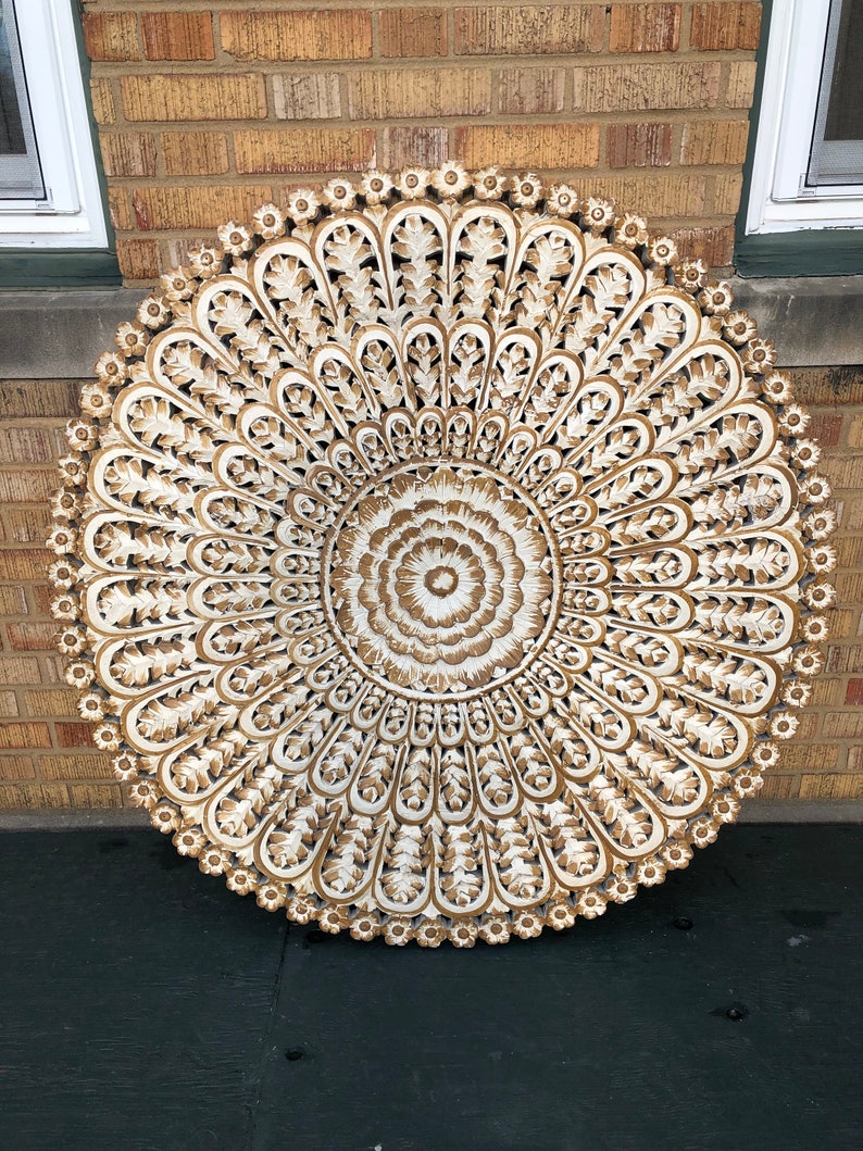 Large Wooden Round Wall Hanging Decor Wall Art Architectural - Etsy