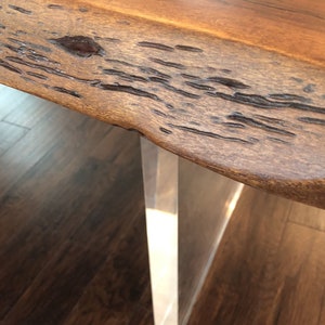 Live Edge Floating Kitchen Dining Table Modern Rectangle Solid Wood ...