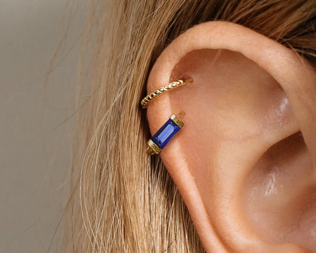 18G Sapphire Cartilage Hoop Earrings Tragus Earrings Tiny Hoop Earrings Cartilage Hoop Earrings ...